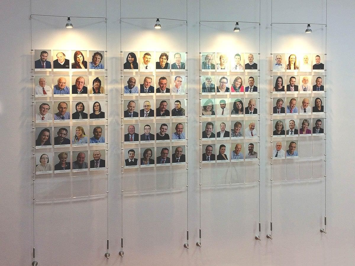 Multi-Pocket Easy Access Photo Display | Cable/Rod Suspended