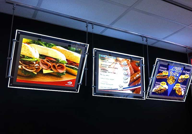 LED Backlit Displays | Cable Suspended Window Displays