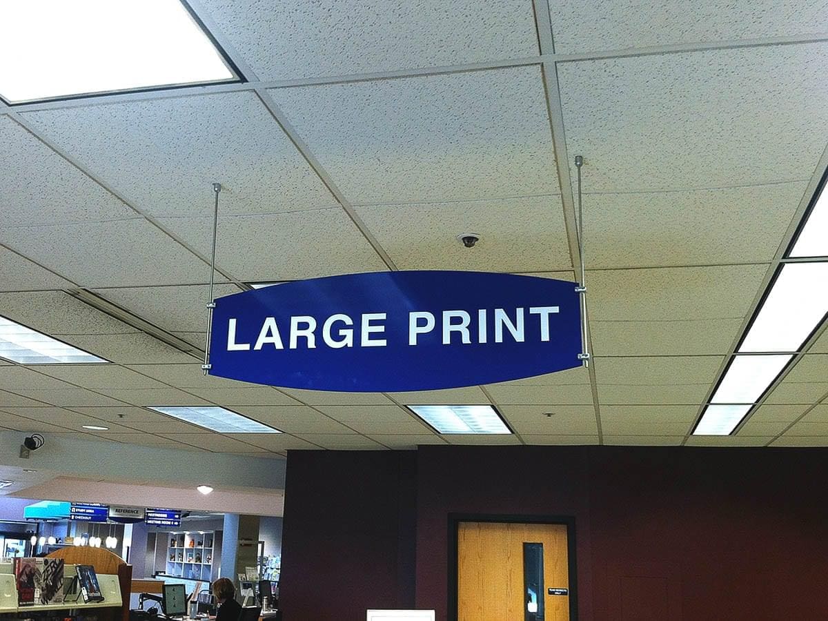 Interior Signs and Office Directories with Cable/Rod Systems