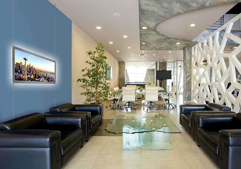 Custom Size LED Backlit Displays for Windows | Cable Suspended