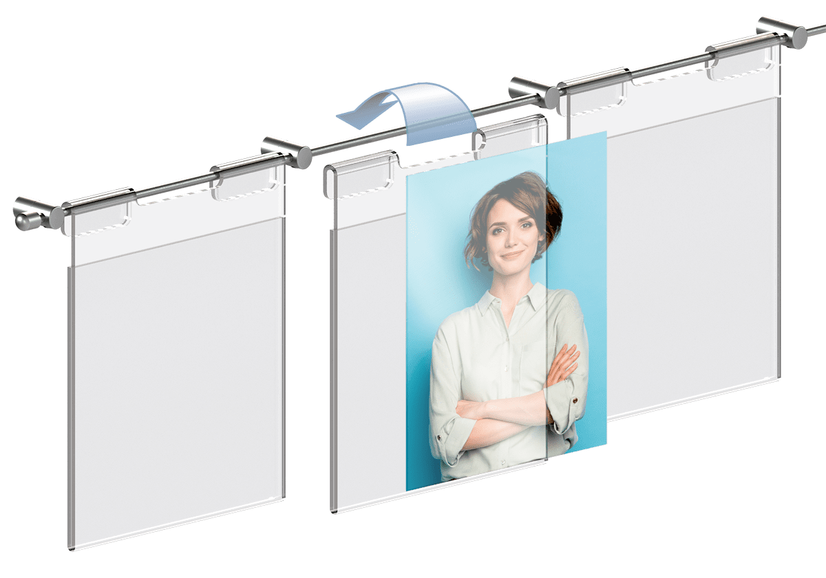 Wall Mounted Hook-on Info/Poster Display Kits with Acrylic Holders