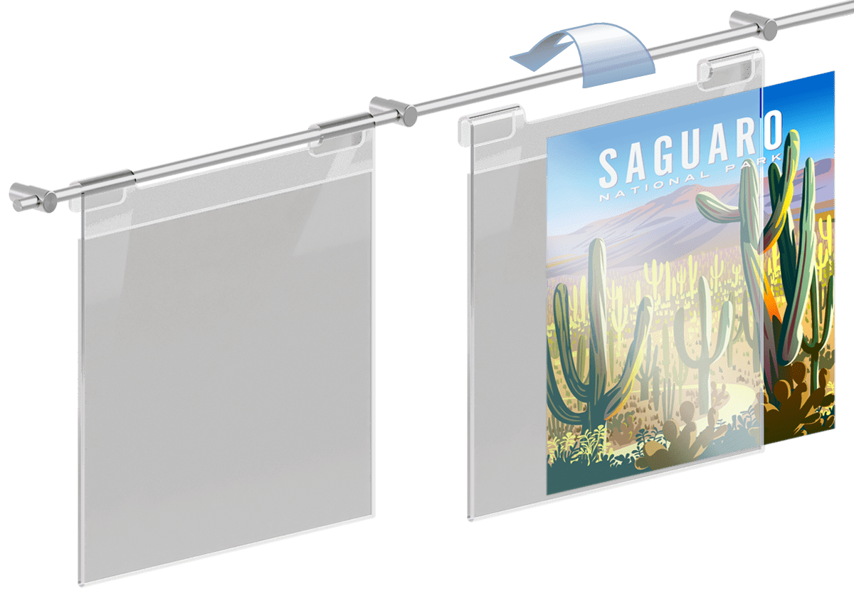 Wall Mounted Hook-on Poster Displays | Large Acrylic Holders
