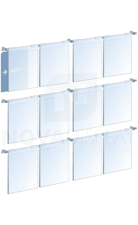 Wall Mounted Hook-on Info/Poster Display Kits with Acrylic Holders