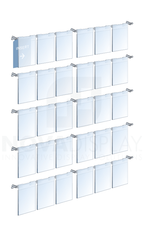 Wall Mounted Hook-on Info/Poster Display Kits with Acrylic Holders