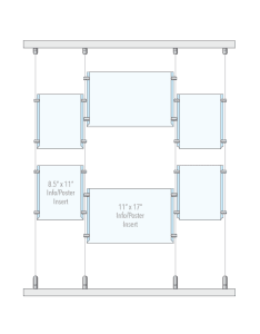 Rail/Track Mounted Acrylic Poster Displays with Tensioned Cables