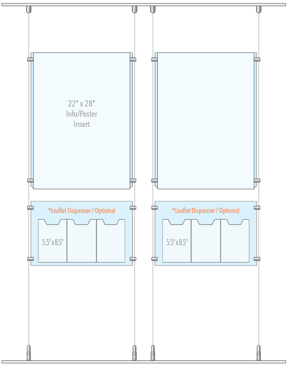 Rail/Track Mounted Acrylic Poster Displays with Tensioned Cables