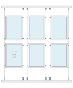 Framed Display with Rail-Track Tensioned Suspended Cables