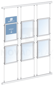 Framed Display with Rail-Track Tensioned Suspended Cables
