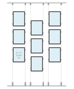 Framed Display with Rail-Track Tensioned Suspended Cables