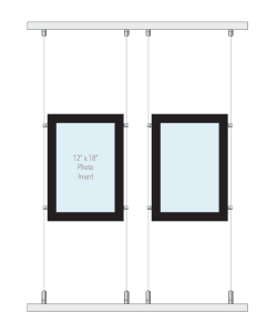 Framed Display with Rail-Track Tensioned Suspended Cables