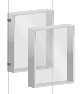 Framed Display with Rail-Track Tensioned Suspended Cables