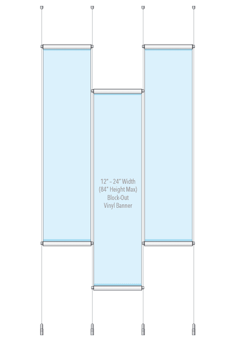Cable/Rod Suspended Graphic and Banner Presentation Displays