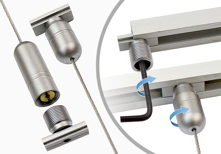 Rail/Track Tension Cable Display System for Posters and Graphics