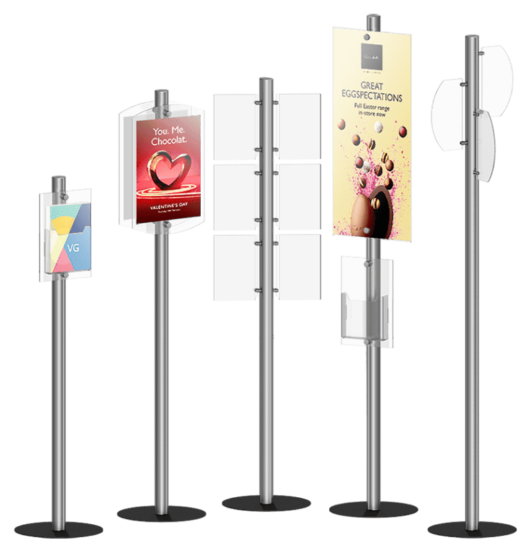 Info-Post Floor Display Stands | Modular Single Post Floor Display