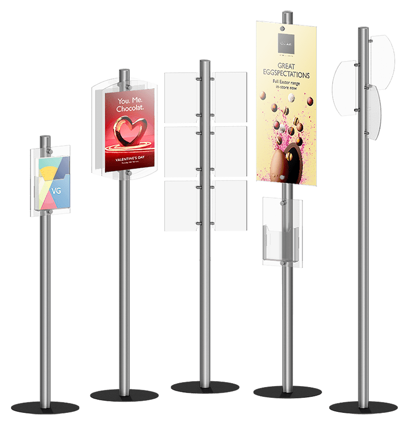 Info-Post Floor Display Stands | Modular Single Post Floor Display