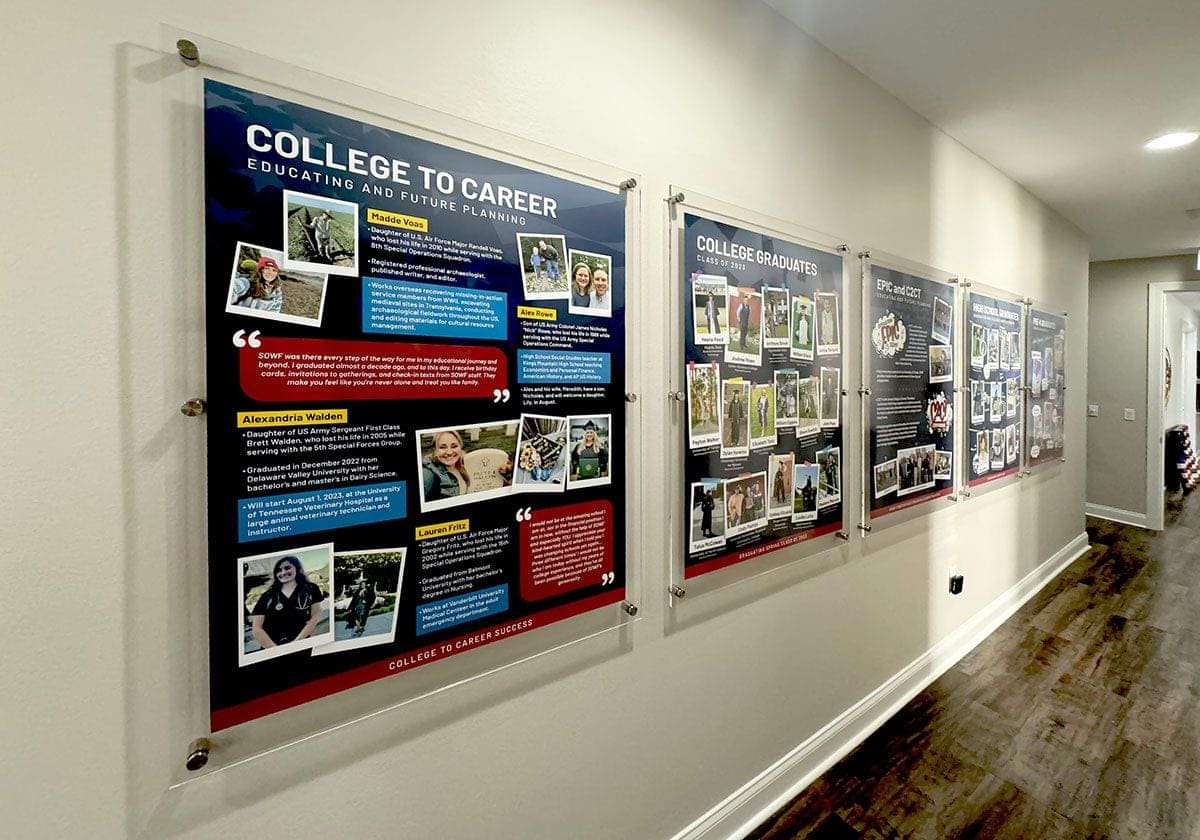 Corporate Gallery Wall Display with Customizable Acrylic Frames