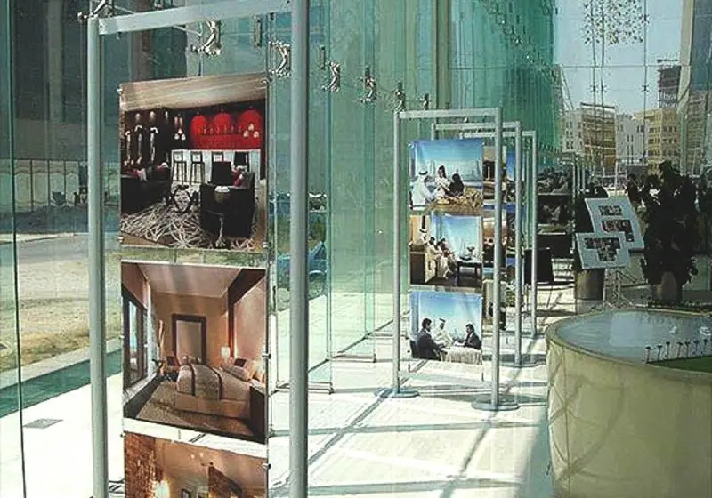 Hanging Poster Graphics with Modular Floor-standing Displays